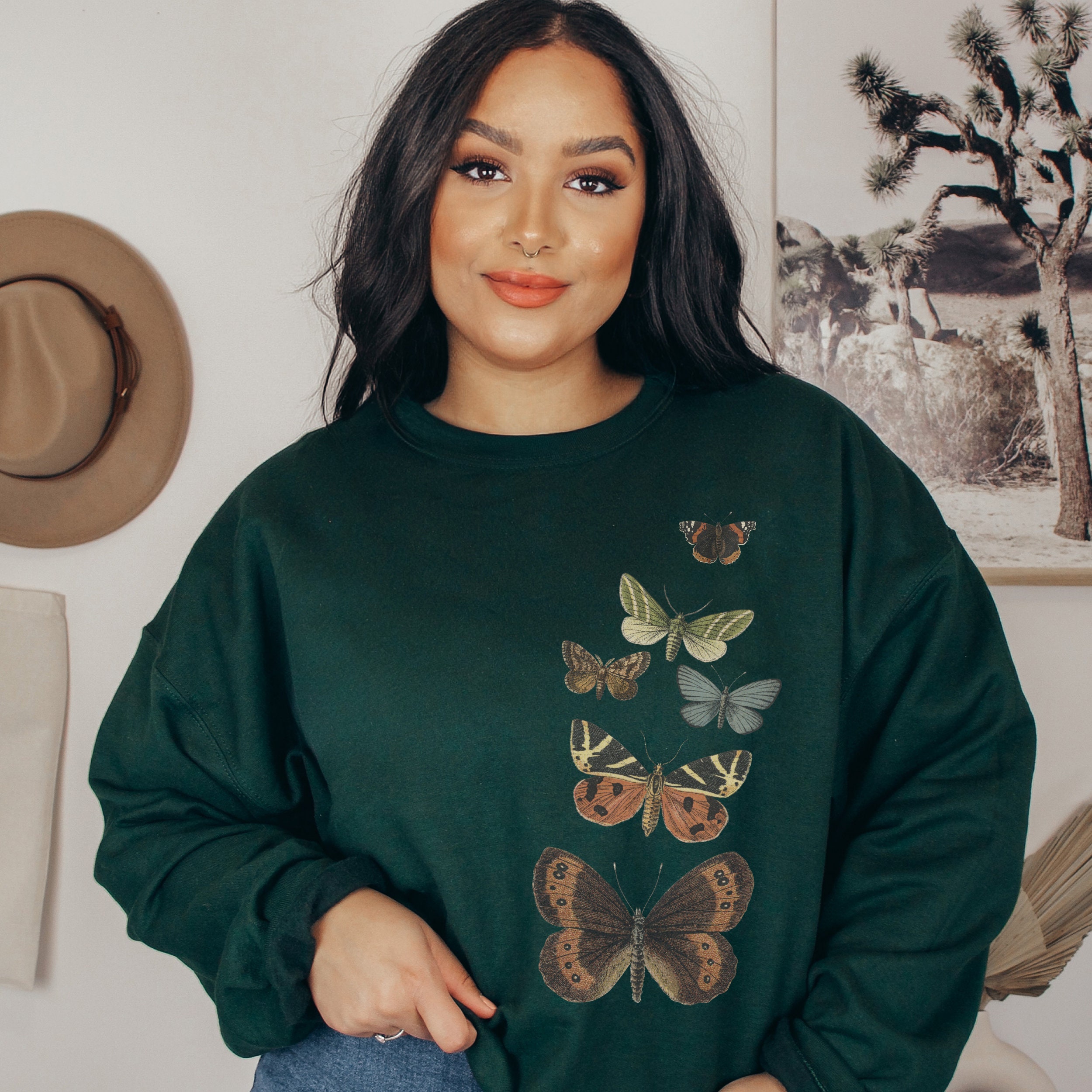 Moth Crewneck Sweatshirt, Cottagecore Clothing, Oversized Comfy ...