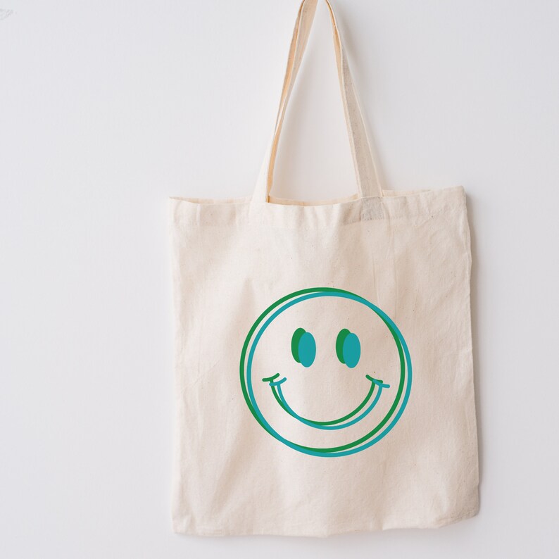 Aesthetic Tote Bag, Smiley Face Accessories, Teen Gift for Her, Canvas ...