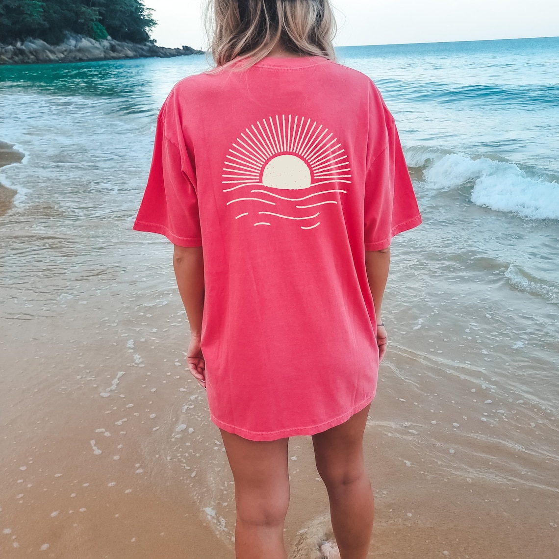 Sunset T-shirt, Comfort Colors Lake Days Tee With Graphic on the Back, Oversized Beach Shirt ...