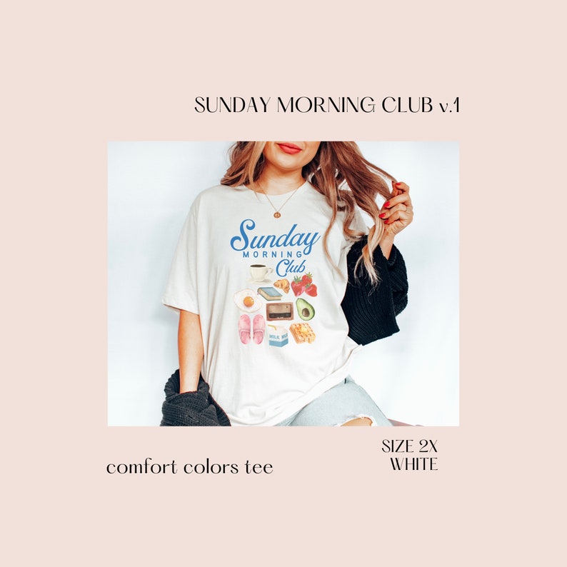 Breakfast Shirt, Sunday Morning Club Graphic Tee, Casual Downtown Girl Aesthetic, Brunch T-shirt ...