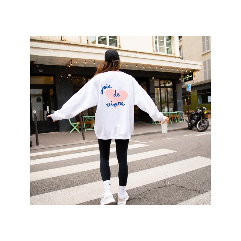Aesthetic French Sweater, Joie De Vivre Oversized Crewneck Cute ...