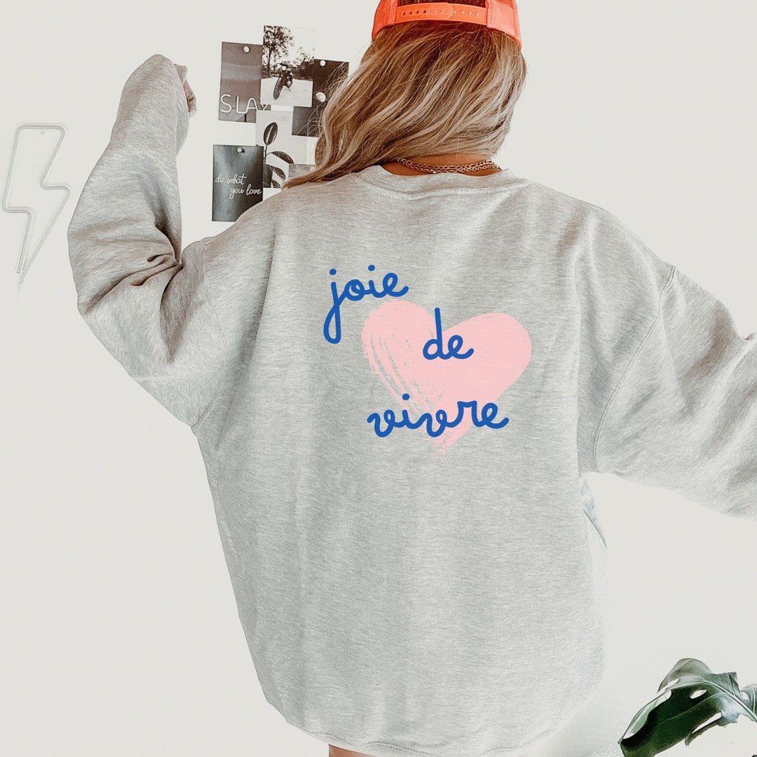 Aesthetic French Sweater, Joie De Vivre Oversized Crewneck Cute ...