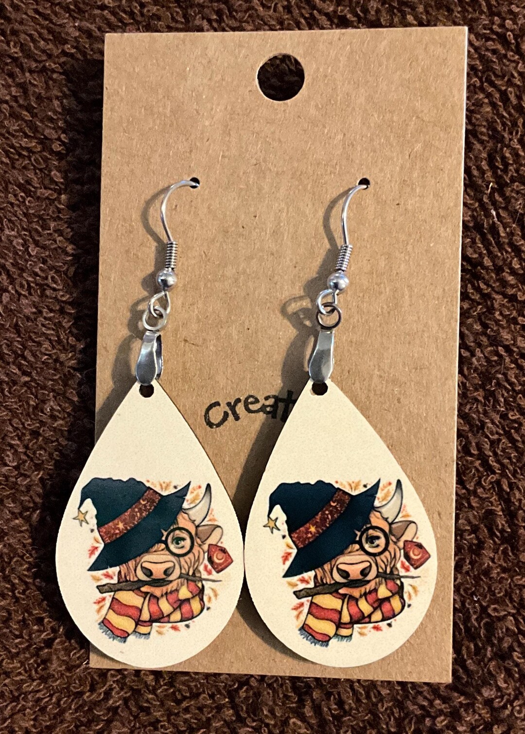 Highland Cow Wizard / Witch Sublimation Earrings - Etsy