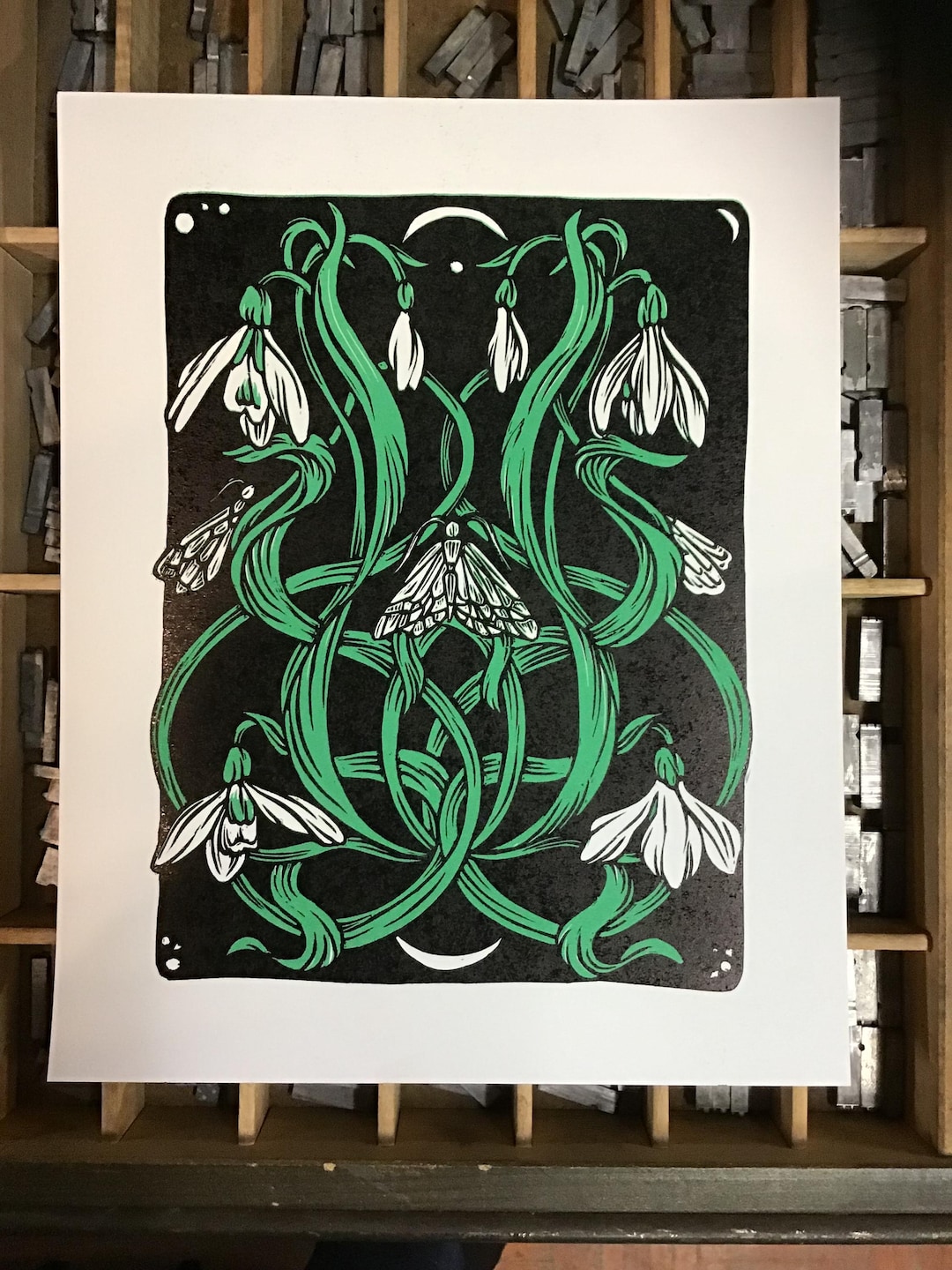 Original “snowdrops” Linocut Print - Etsy