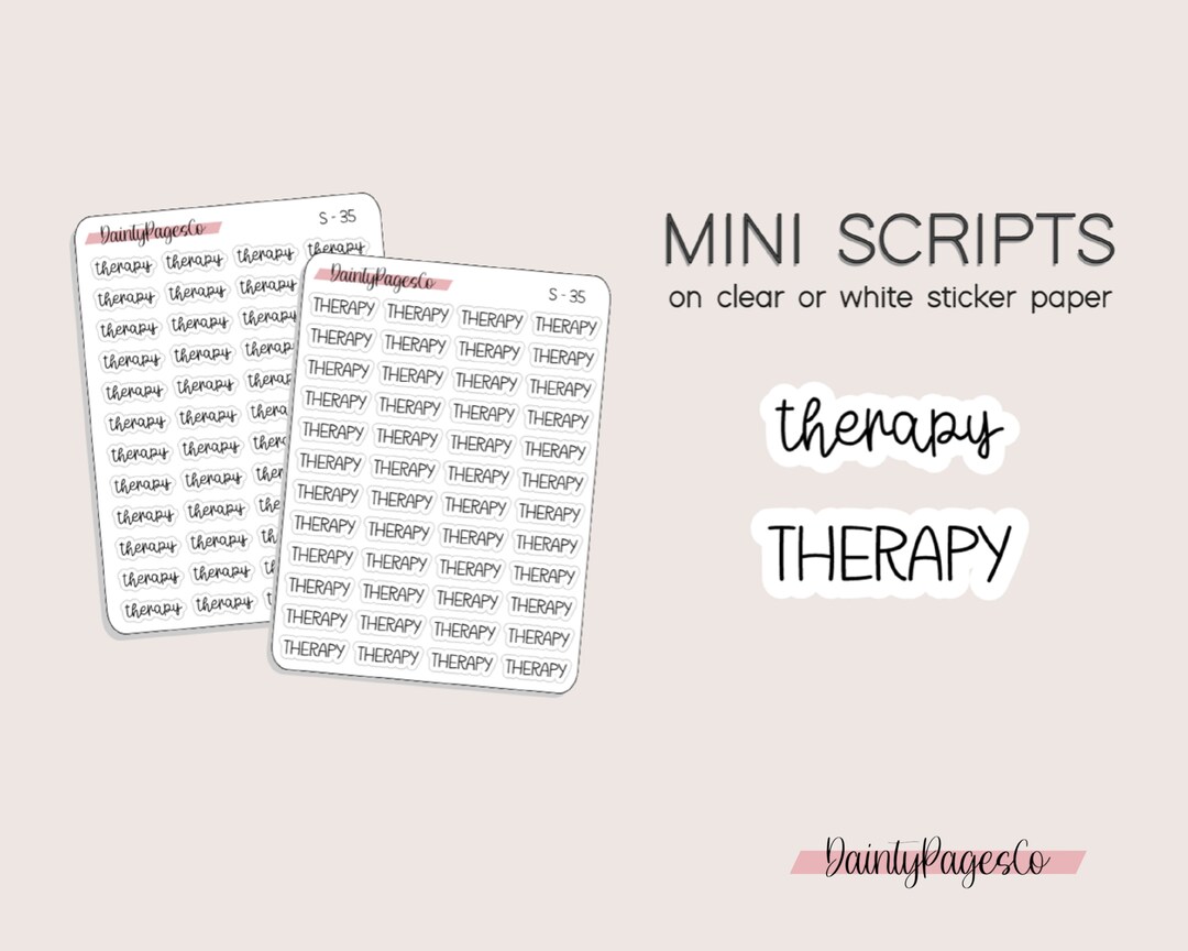 THERAPY Mini Script Stickers | Transparent Minimal Functional Planner ...