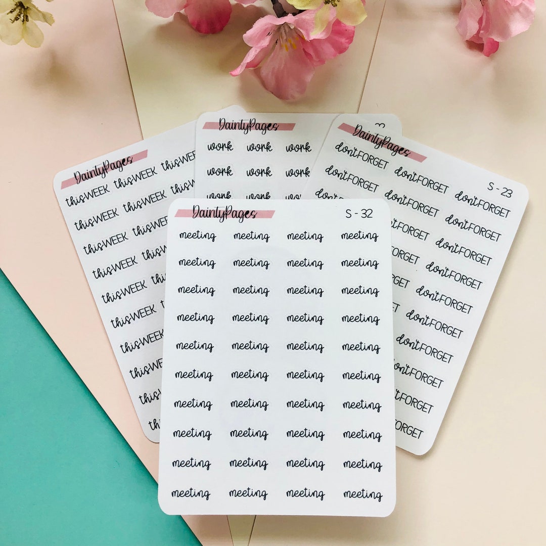 MEETING - Mini Script Stickers | Transparent Minimal Functional Planner ...