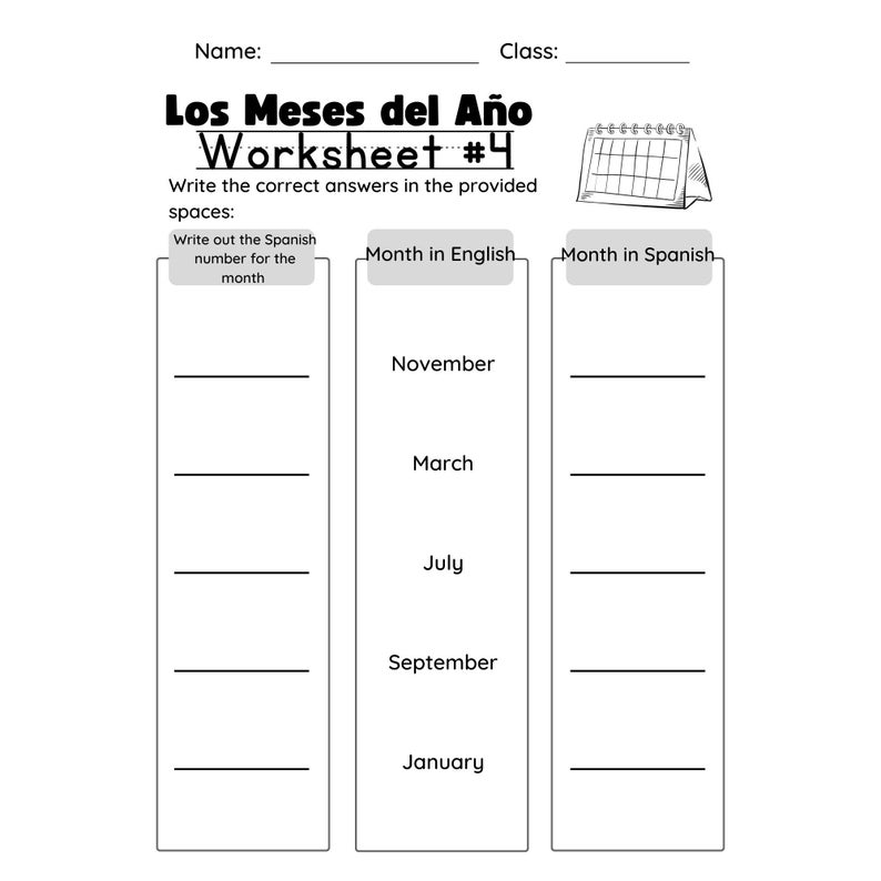 Los Días de la Semana y los Meses del Año con soluciones - Etsy México