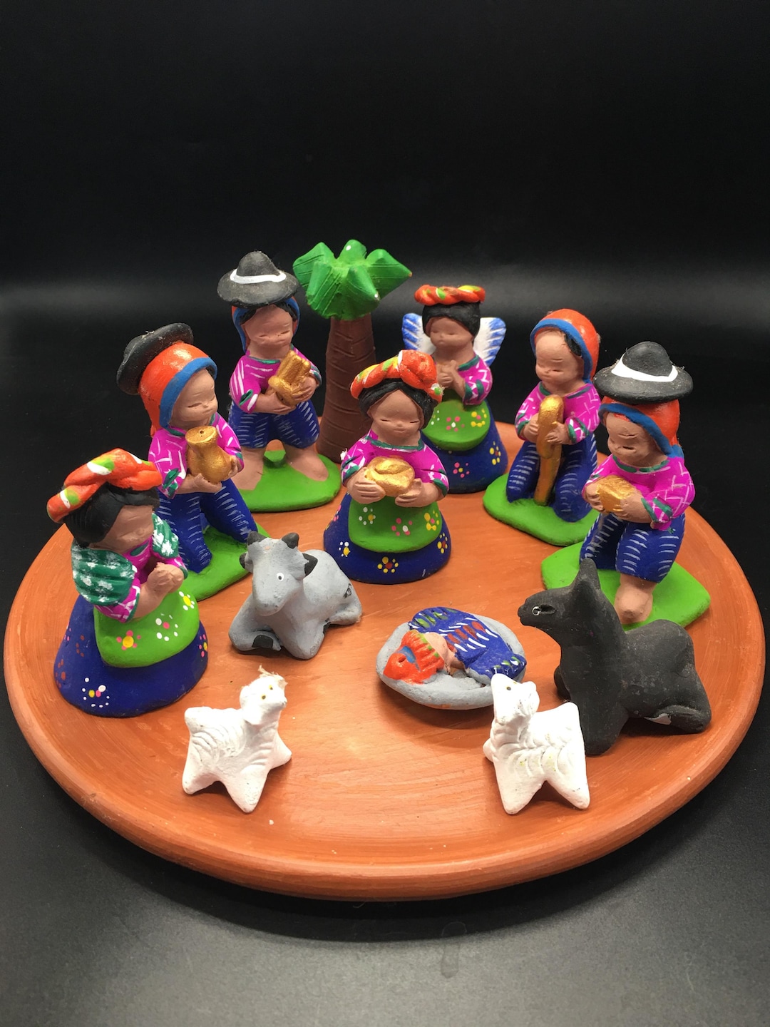 VTG 15pc Guatemalan Folk Art Pottery Nativity Set-handmade by Mayan ...