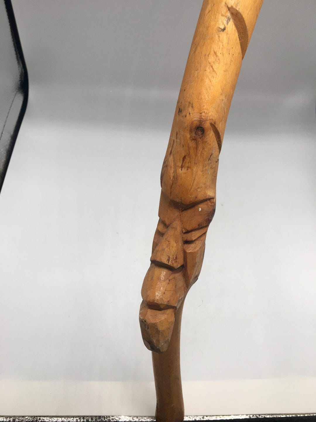 Vintage Hand Carved Wood Walking Stick: Tiki Folk Art Cane (38”) - Etsy