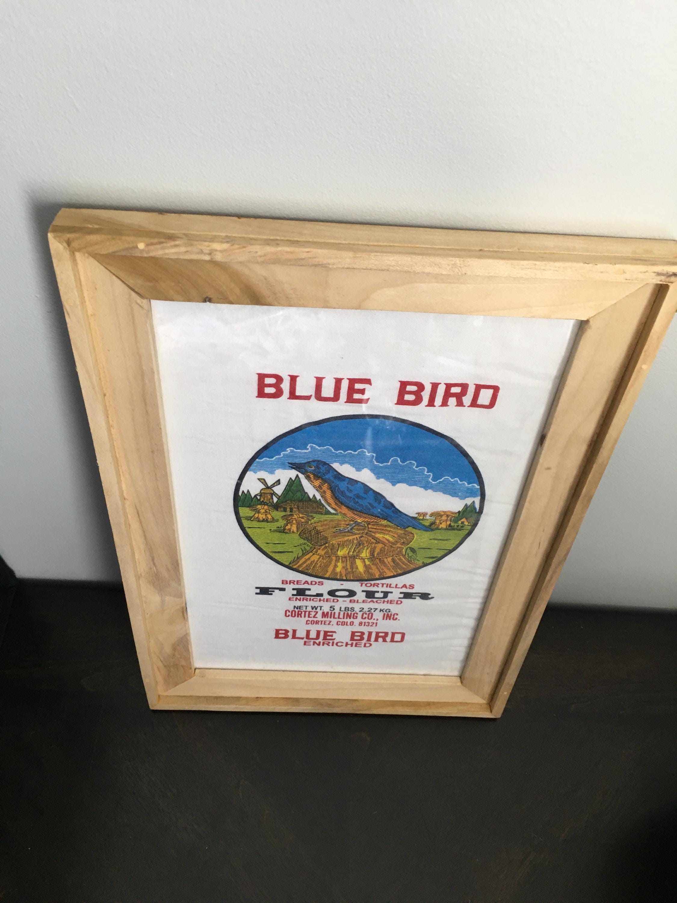 Vintage Blue Bird Flour Sack Framed Picture: Country Farmhouse Decor - Etsy