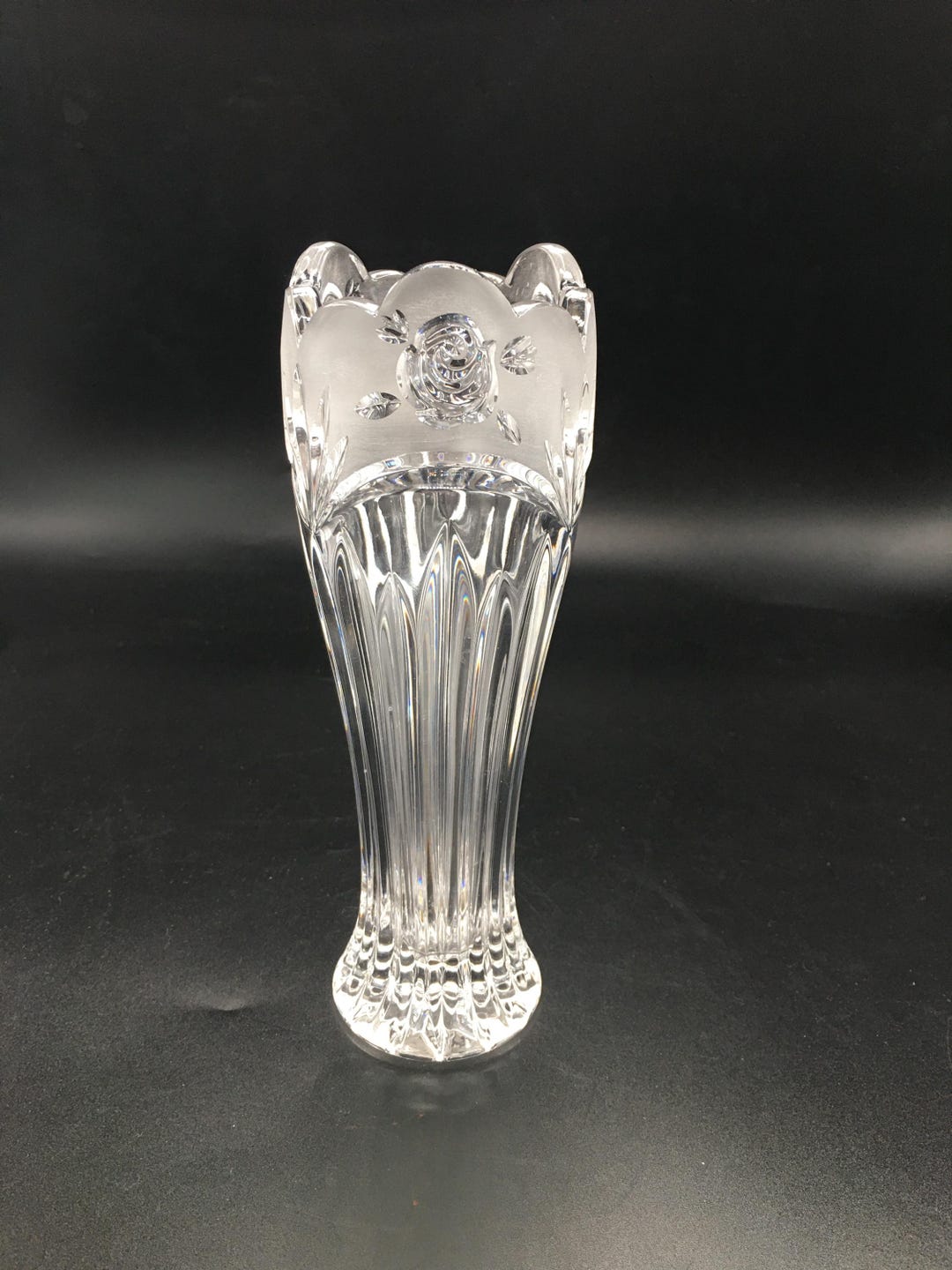VTG Oneida 7” Crystal Southern Garden Flower Vase Frosted Etched ...