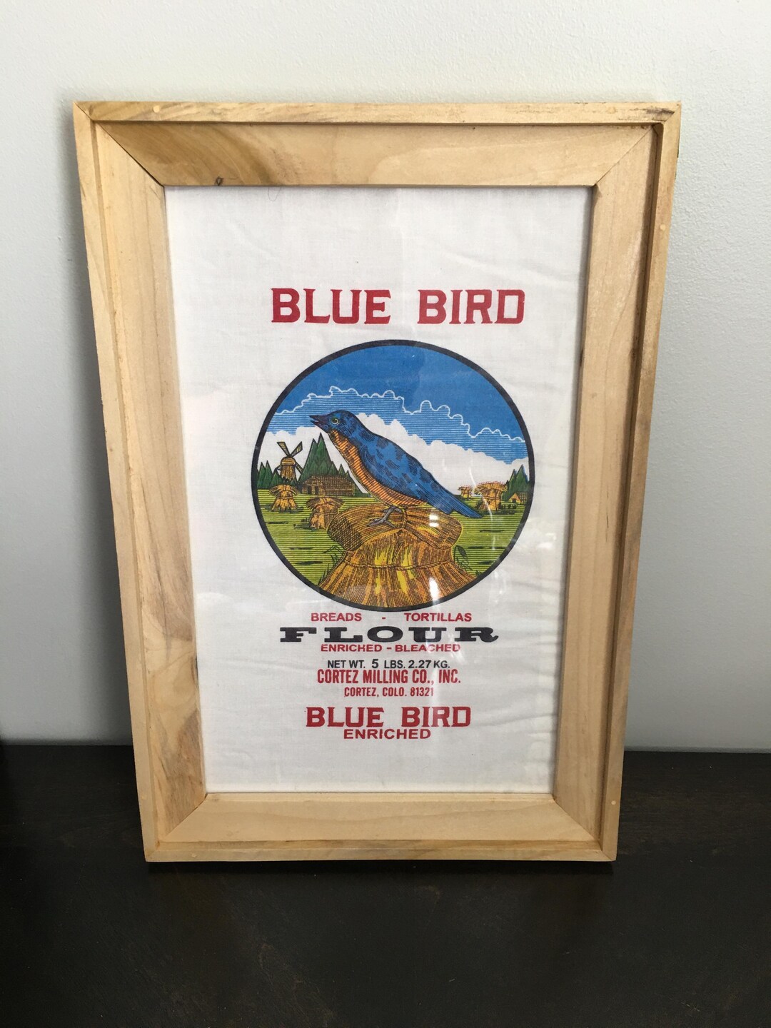 Vintage Blue Bird Flour Sack Framed Picture: Country Farmhouse Decor - Etsy