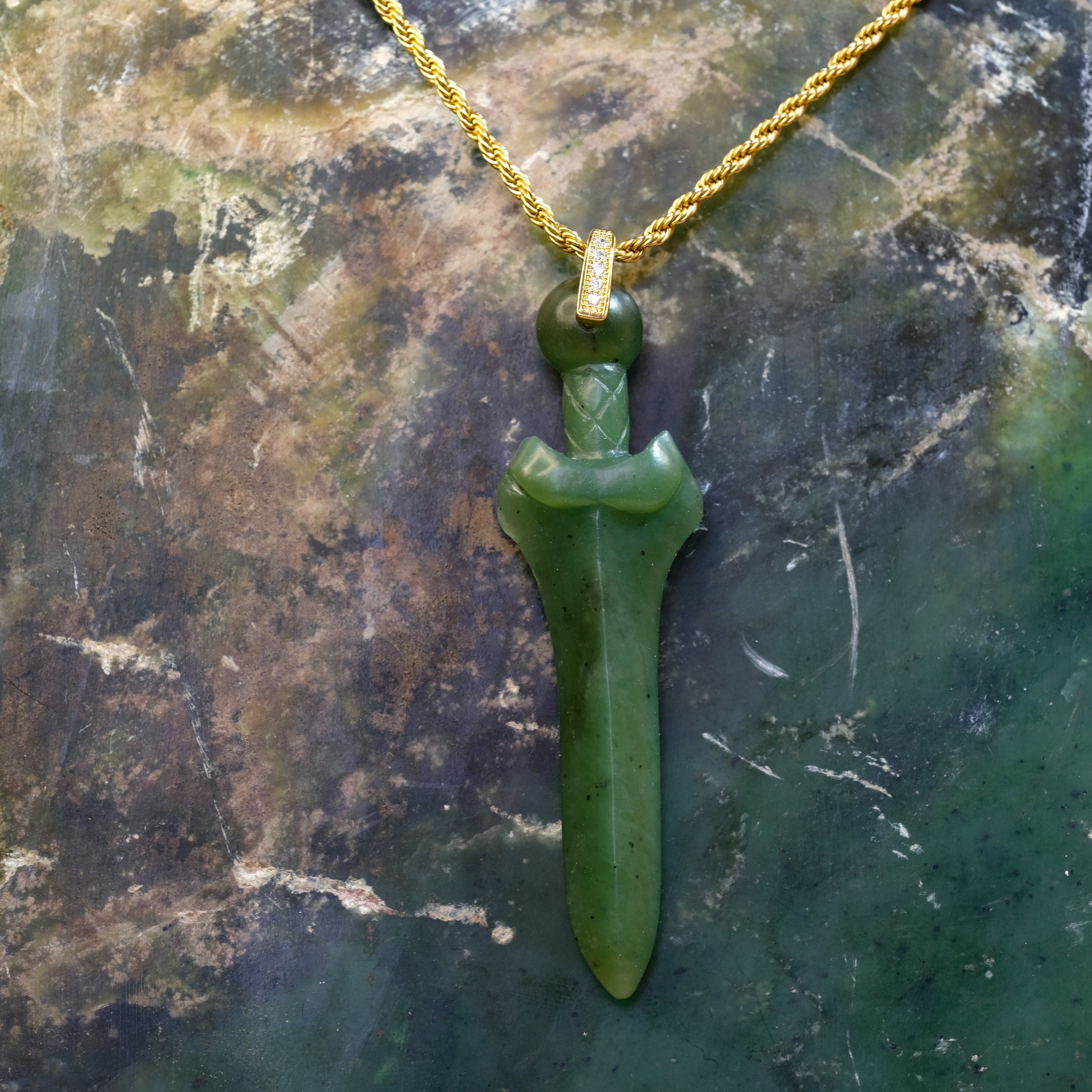 Hand Carved Jade Sword Necklace - Etsy