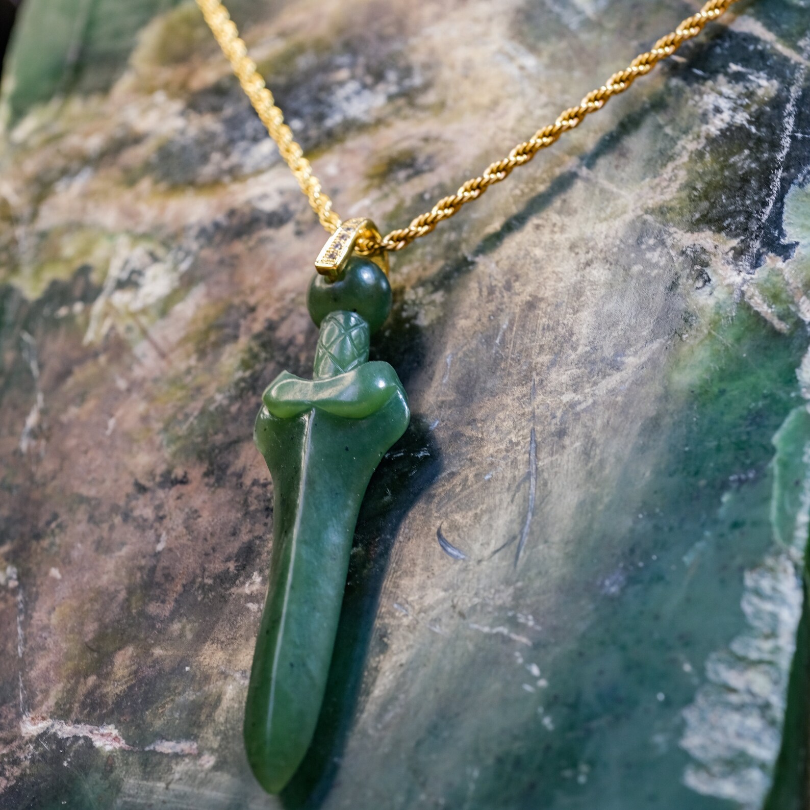 Hand Carved Jade Sword Necklace - Etsy