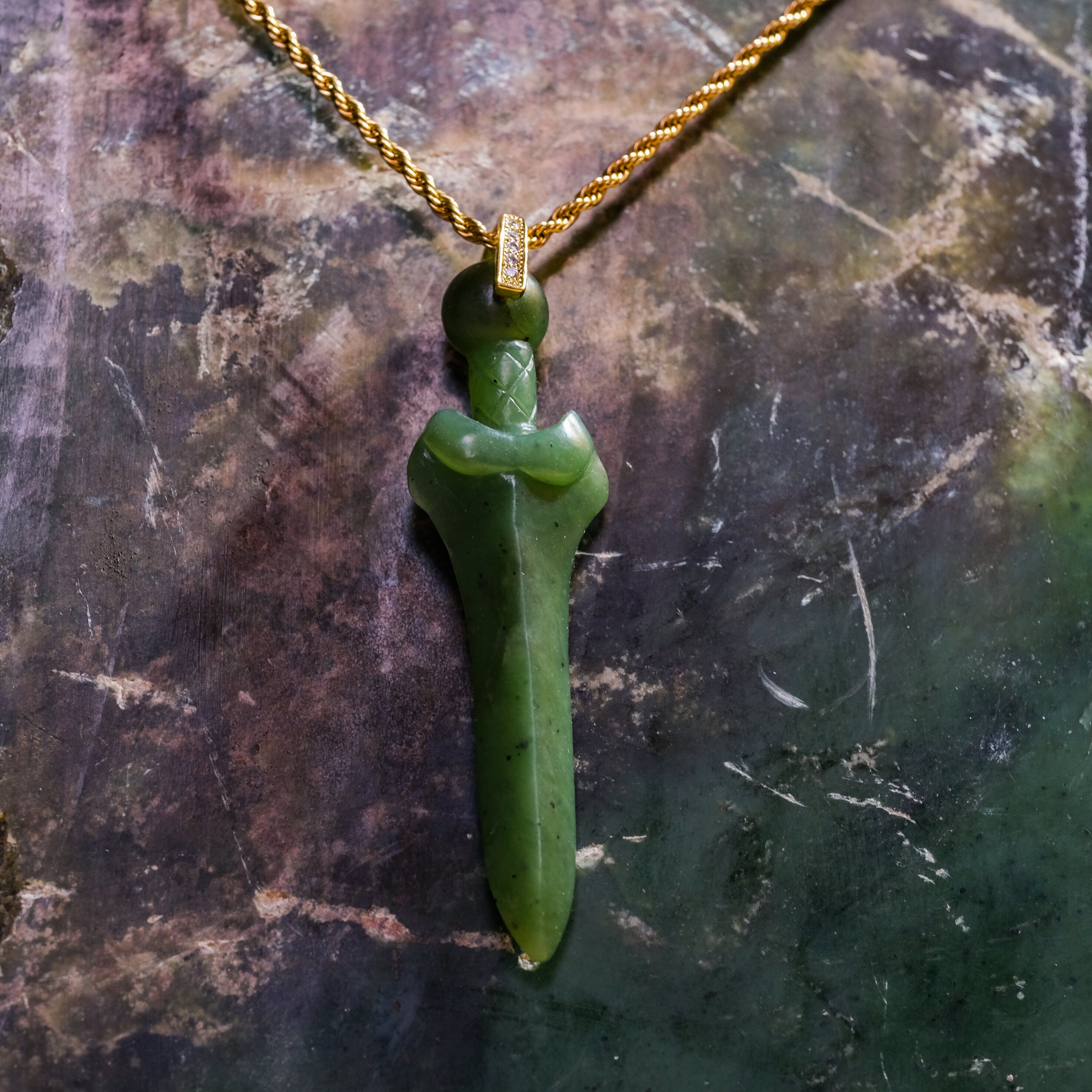 Hand Carved Jade Sword Necklace - Etsy