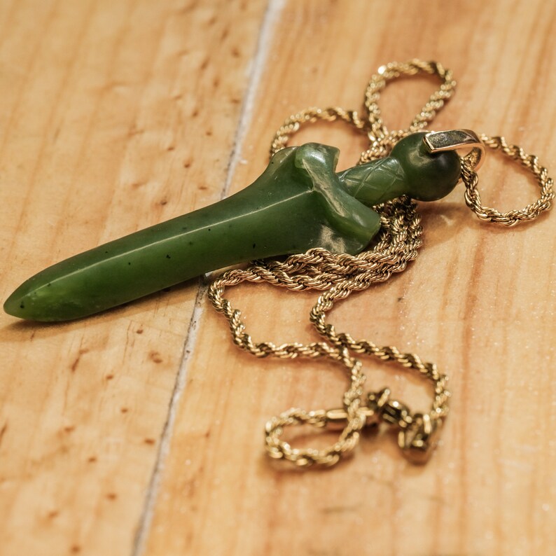 Hand Carved Jade Sword Necklace - Etsy