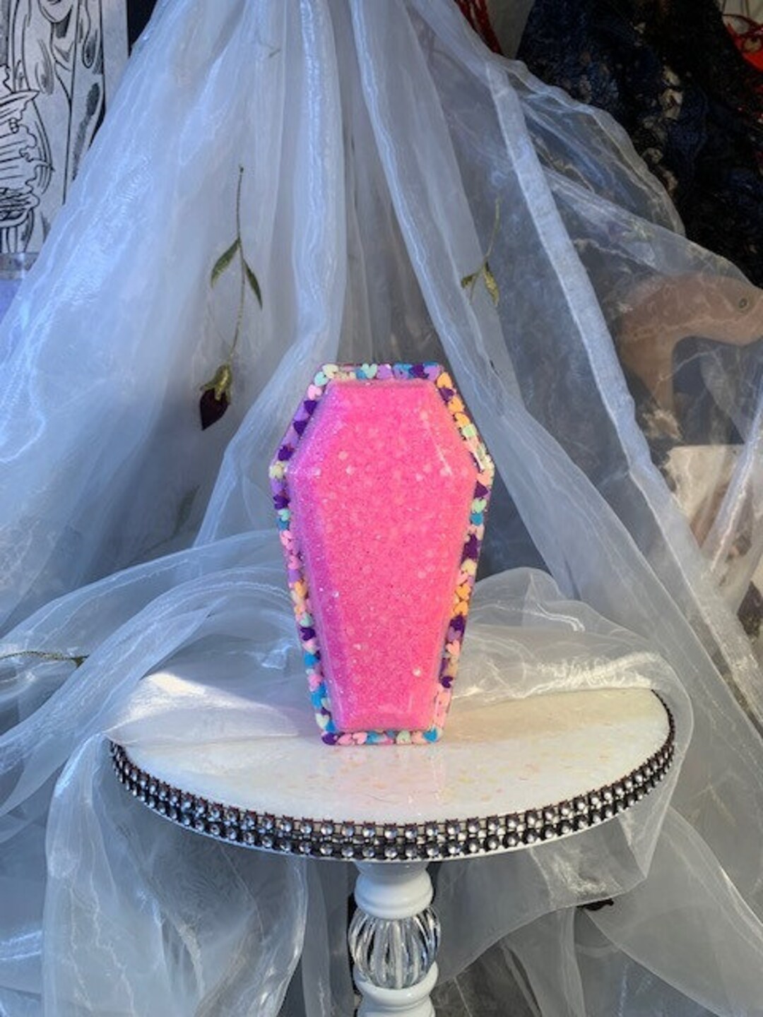 Pink Coffin Box With Heart Trim. - Etsy
