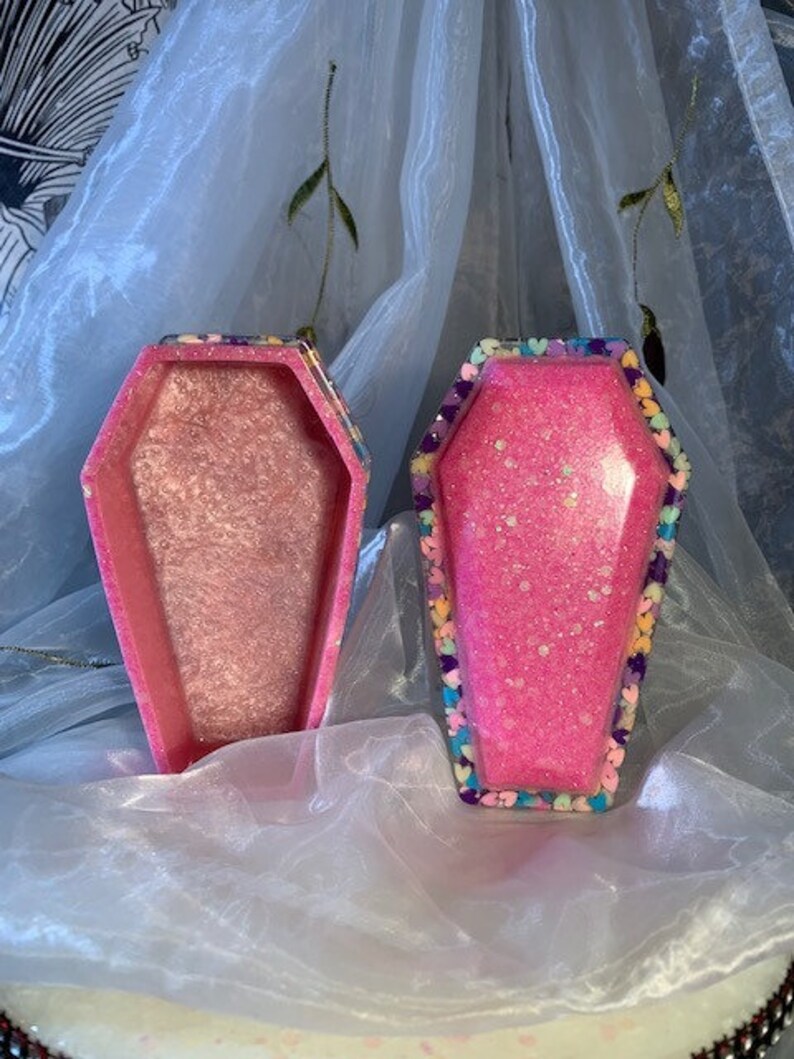 Pink Coffin Box With Heart Trim. - Etsy