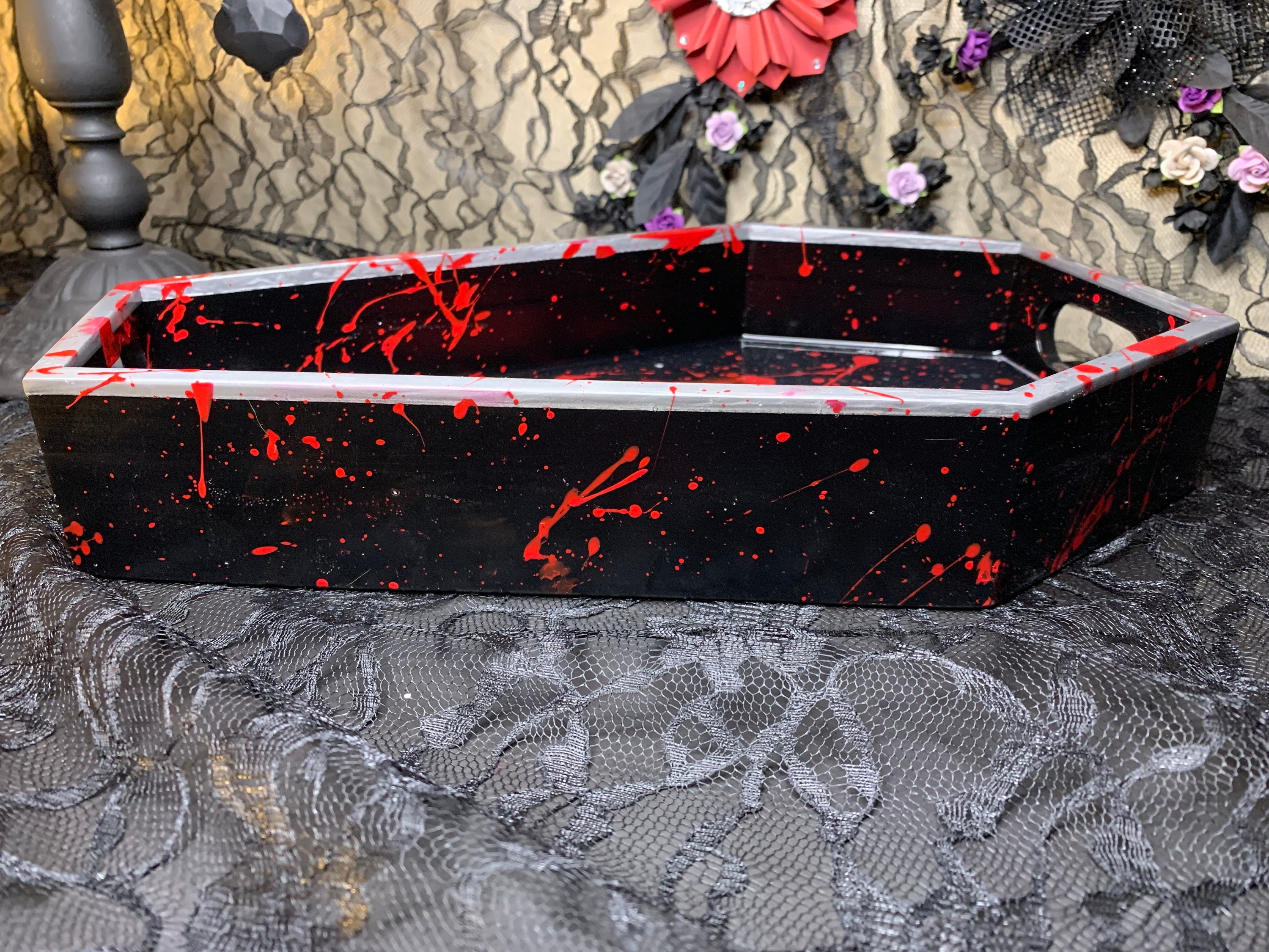 Coffin Tray With Blood Splatter Print - Etsy