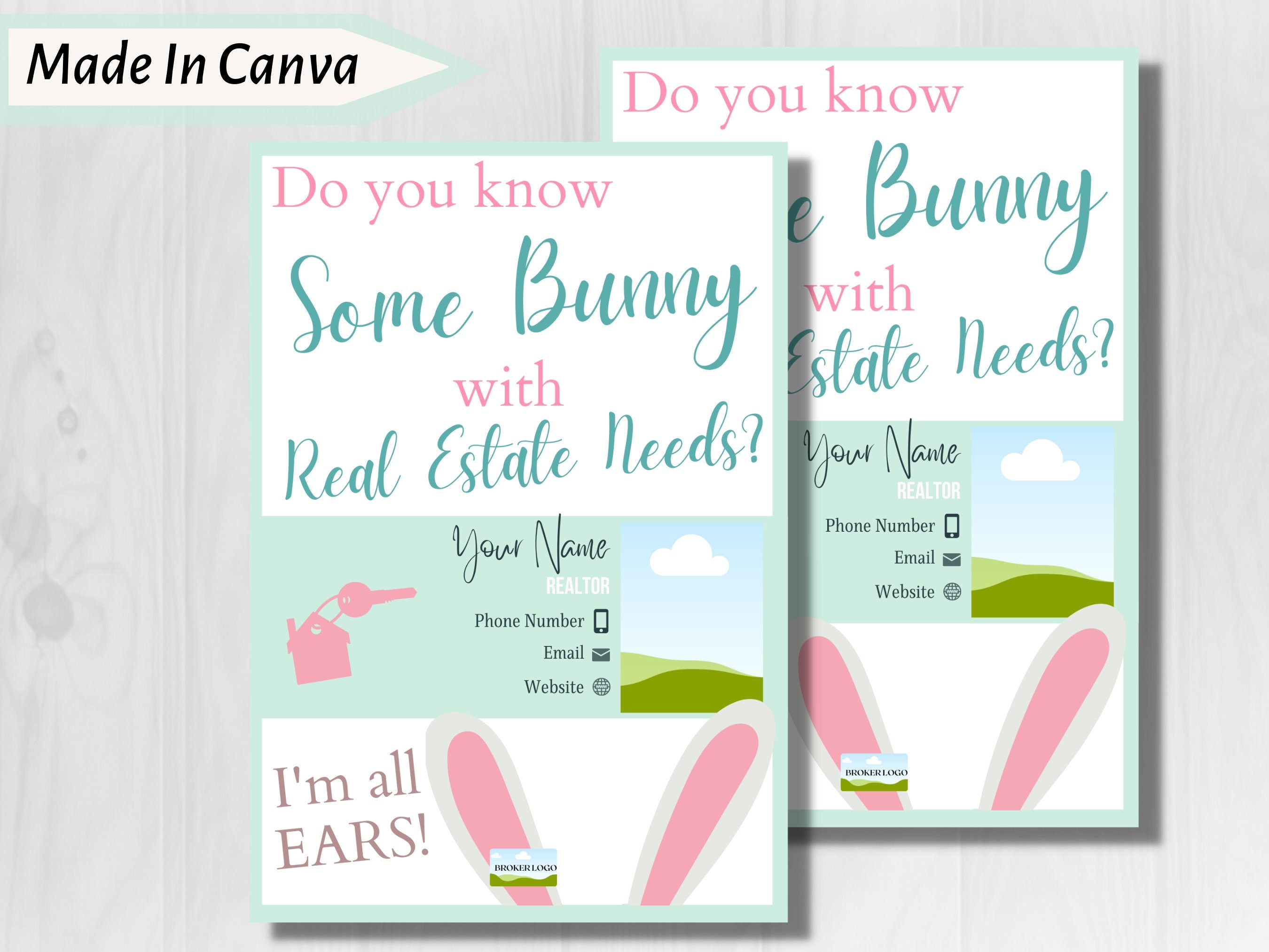 Realtor Pop-by Tag | Spring Easter Bunny Realtor Tags | Easter Pop by ...