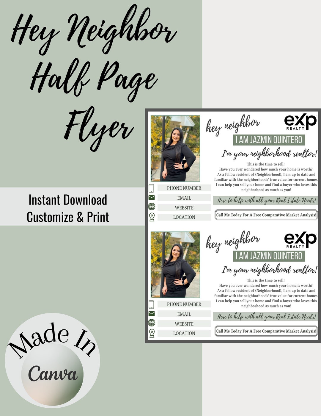 Half Page Real Estate Flyer| Real Estate Marketing | Hey Neighbor Flyer ...