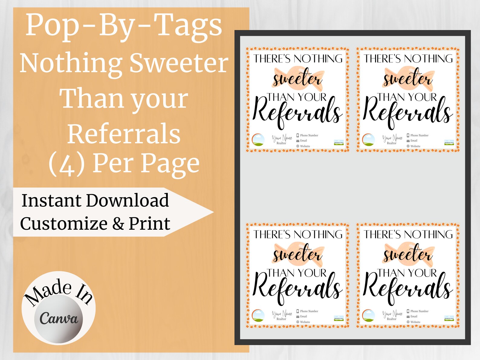 Realtor Pop by Tag|nothing Sweeter Than Your Referrals||printable|canva ...