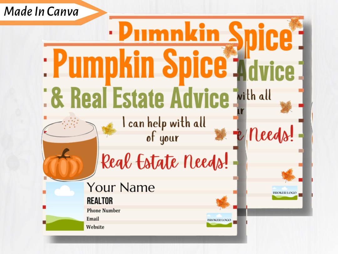 Realtor Pumpkin Spice Pop by Tag | Fall Marketing (canva Template) - Etsy