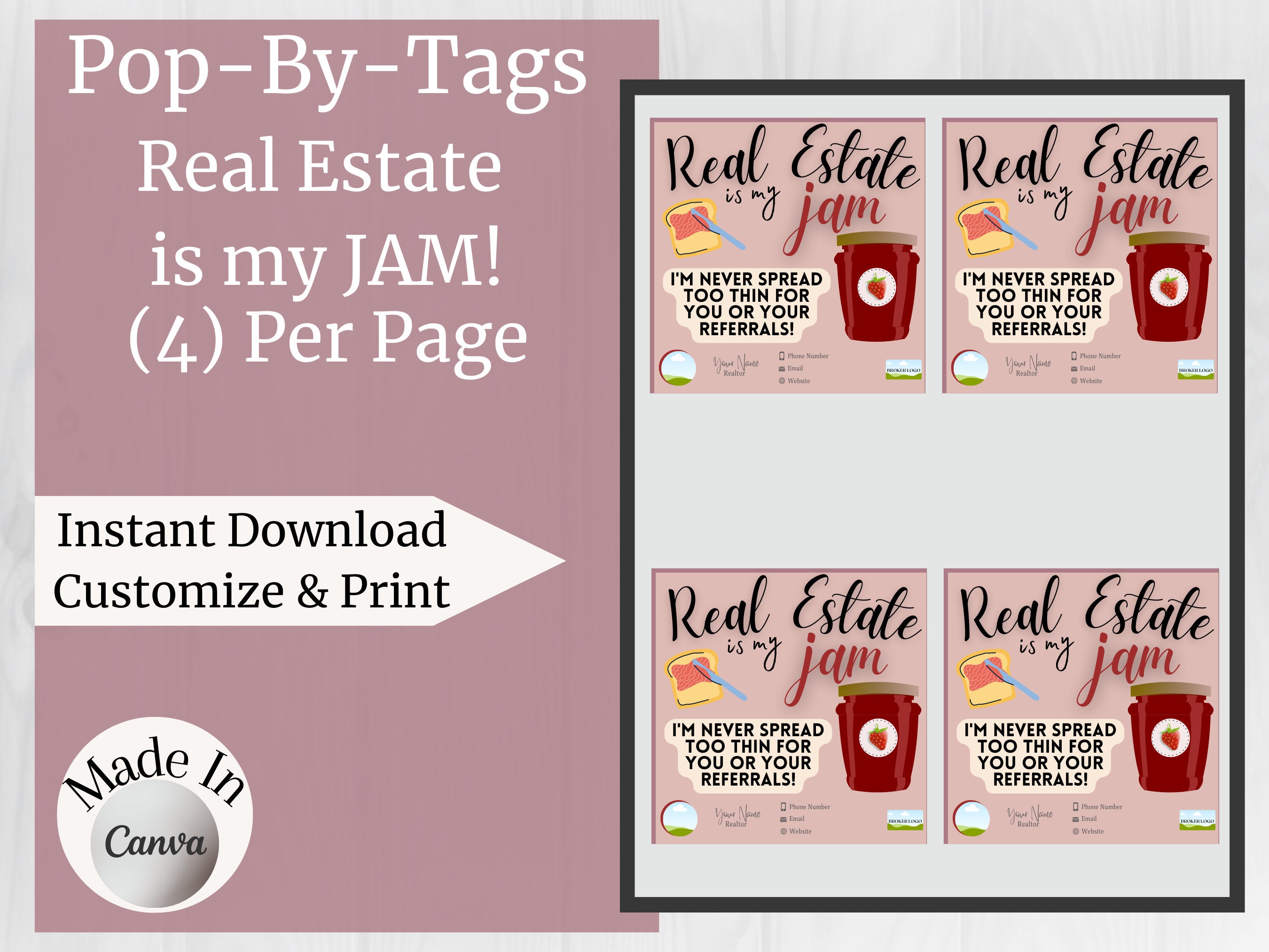 Real Estate is My Jam Pop by Tags | Realtor Referral Printable Tag ...