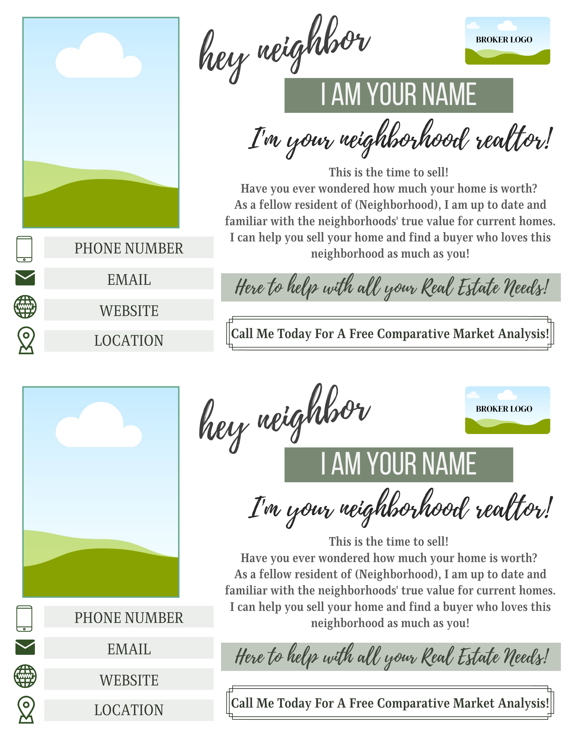 Half Page Real Estate Flyer| Real Estate Marketing | Hey Neighbor Flyer ...