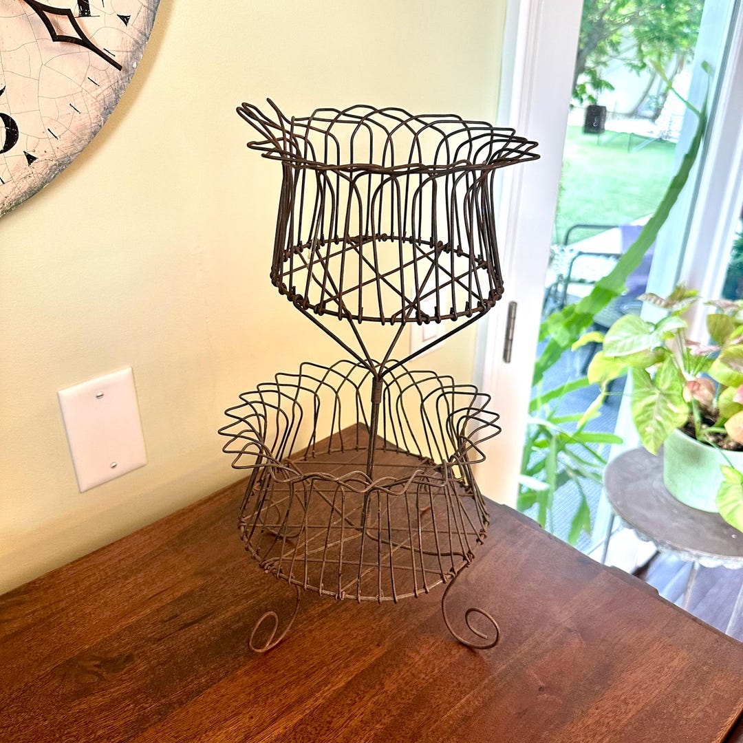 Vintage 2 Tiered Rustic Wired Display Stand - Etsy