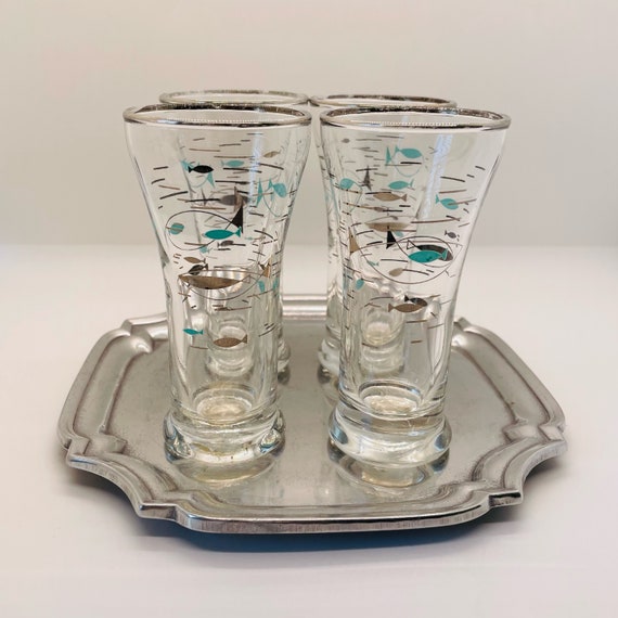 Libbey Mid Century Modern Atomic Fish Mini Pilsner Glasses - Etsy