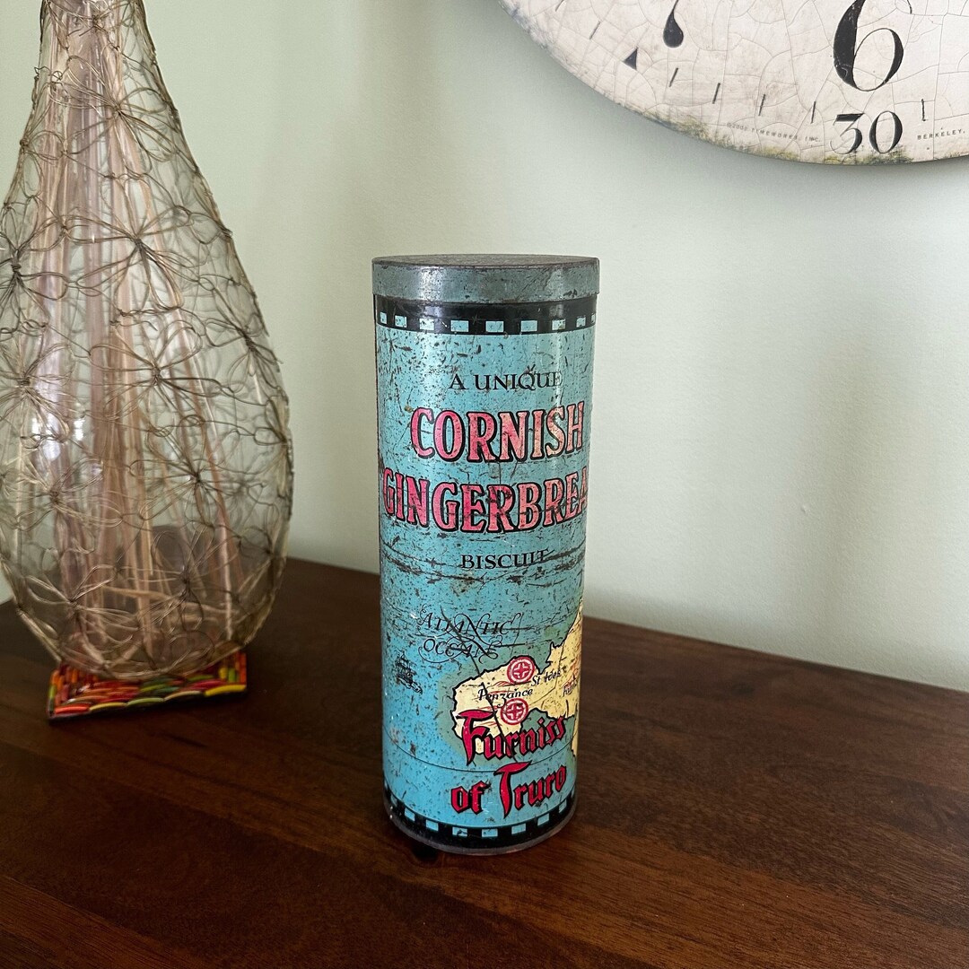 Vintage Cornish Gingerbread Biscuit Tall Tin - Etsy