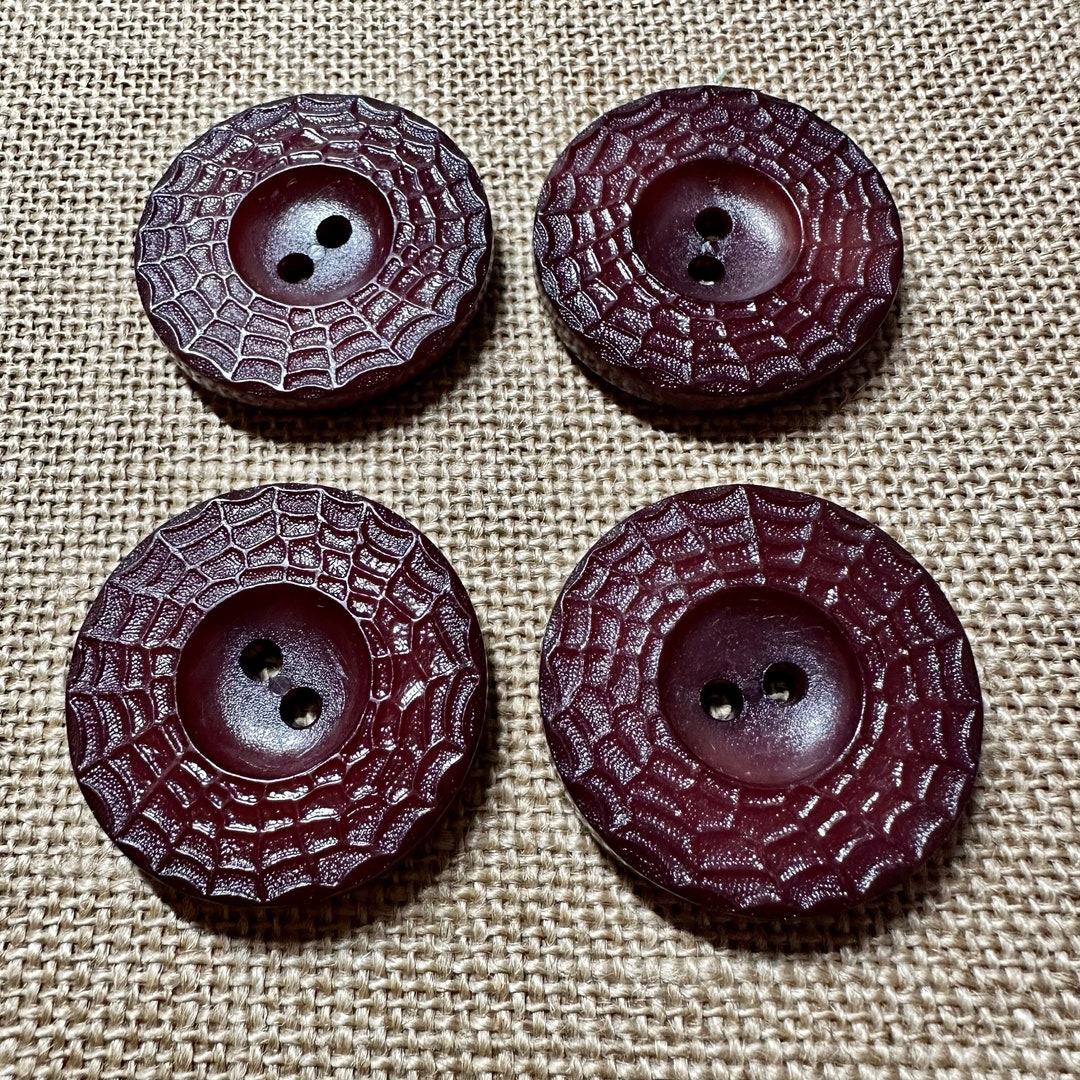 Vintage Burgundy Buttons With Spiderweb Design - Set of 4 - Etsy