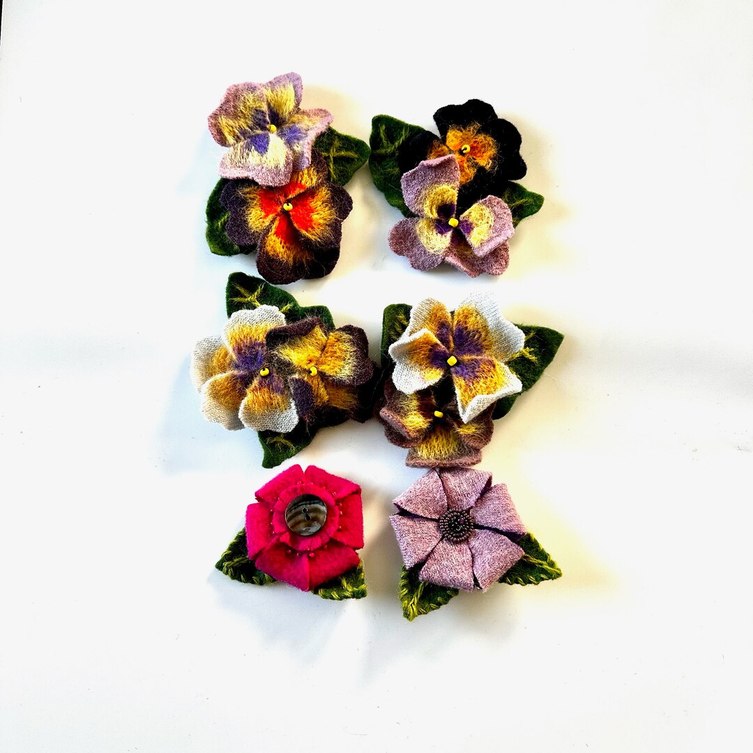 Felt Flower Barrettes for Craft Project Art Journal Junk - Etsy