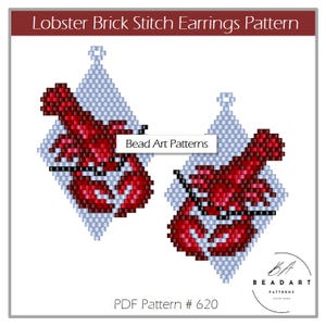Beaded Lobster Brick Stitch Earrings PDF Pattern for Miyuki Delica 11/0 ...