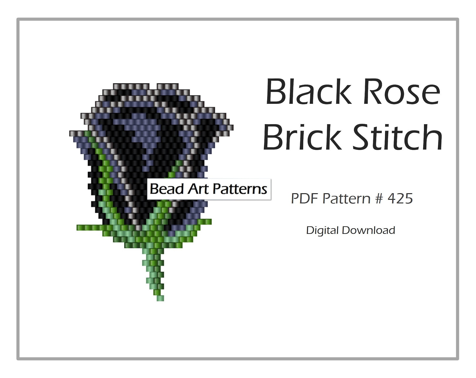 Beaded Black Rose Brick Stitch PDF Pattern for Miyuki Delict Seed Beads ...