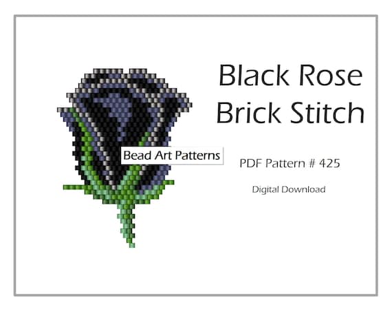 Beaded Black Rose Brick Stitch PDF Pattern for Miyuki Delict - Etsy