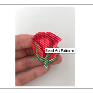 Beaded Red Rose Brick Stitch PDF Pattern for Miyuki Delica Seed Beads ...