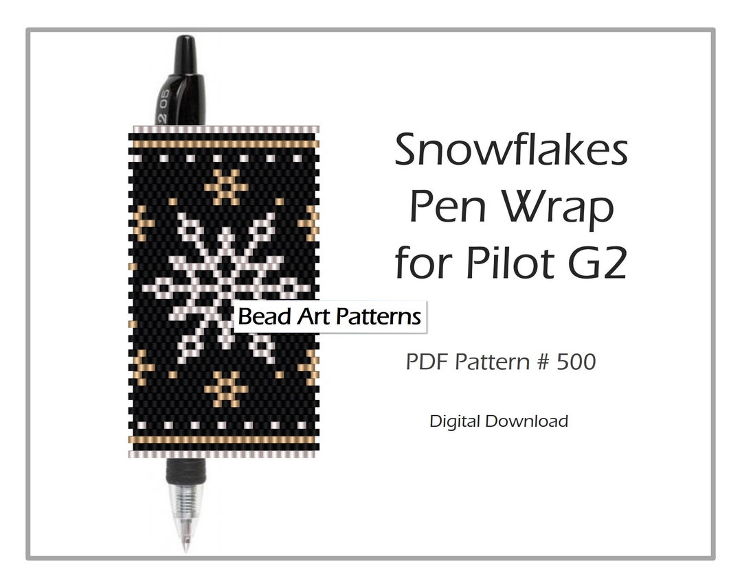 Snowflakes Beaded Christmas Black Pen Wrap for Pilot G2 Cover Even ...