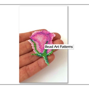 Pink Rose Brick Stitch PDF Pattern for Miyuki Delica Seed Beads #422 - Etsy