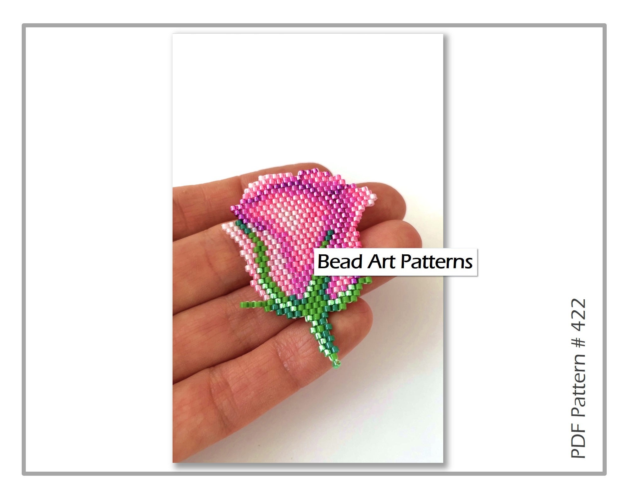 Pink Rose Brick Stitch PDF Pattern for Miyuki Delica Seed Beads #422 - Etsy