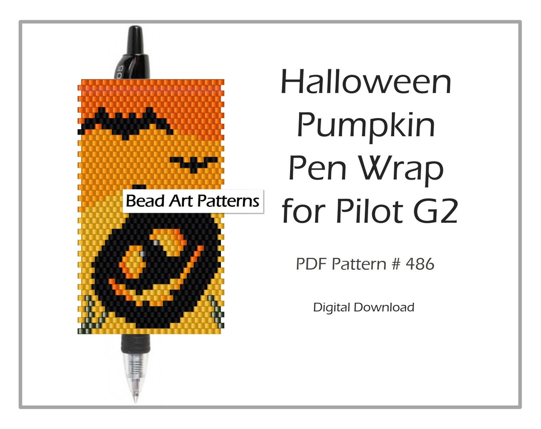 Halloween Pumpkin Wrap Pen Pilot G2 Cover Peyote PDF Pattern for Miyuki ...