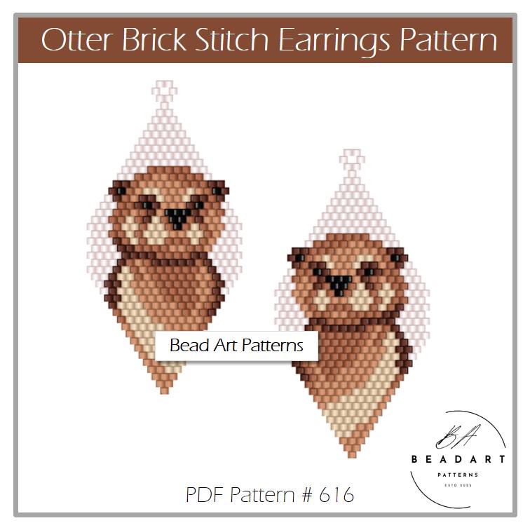 Otter Earrings Brick Stitch Beaded PDF Pattern for Miyuki Delica 11/0 ...