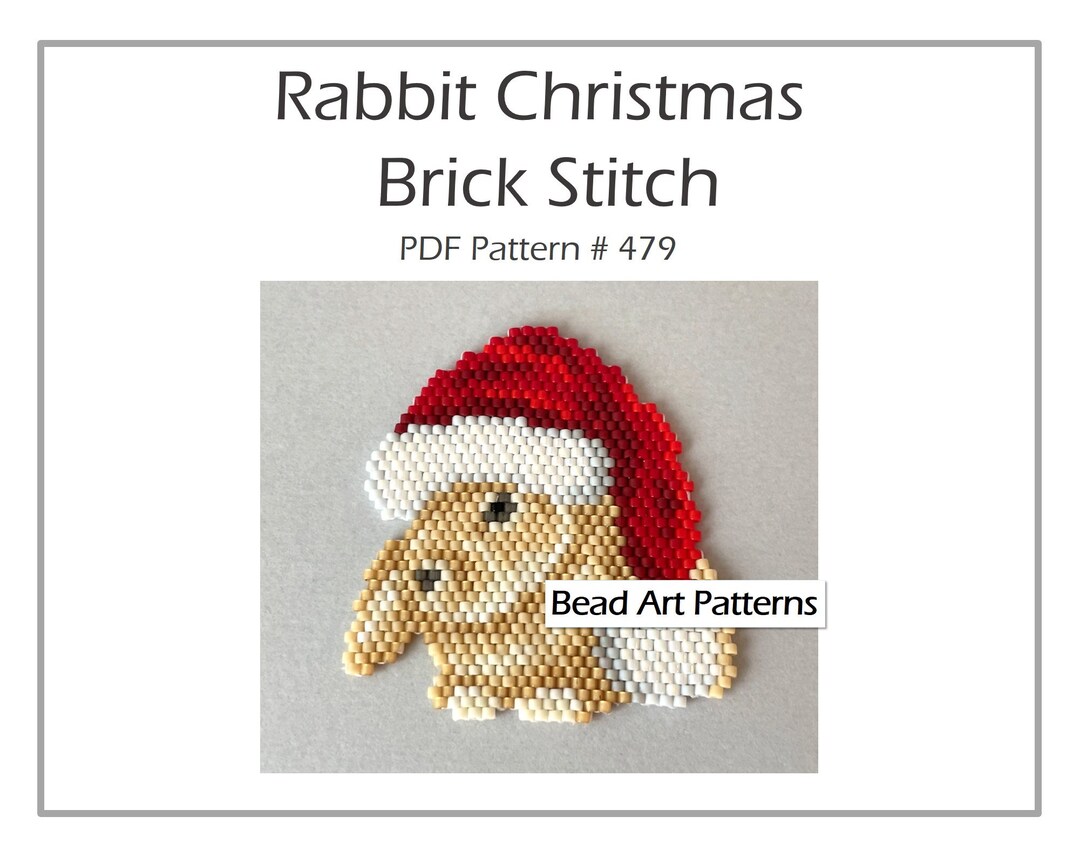 Rabbit Christmas Brick Stitch Bead PDF Pattern for Miyuki Delica 11/0 ...