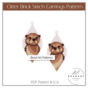 Otter Earrings Brick Stitch Beaded PDF Pattern for Miyuki Delica 11/0 ...