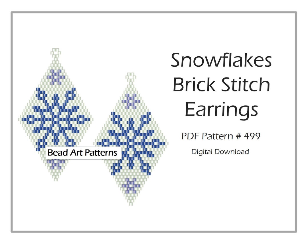Snowflakes Beaded Christmas Earrings Brick Stitch PDF Pattern for ...