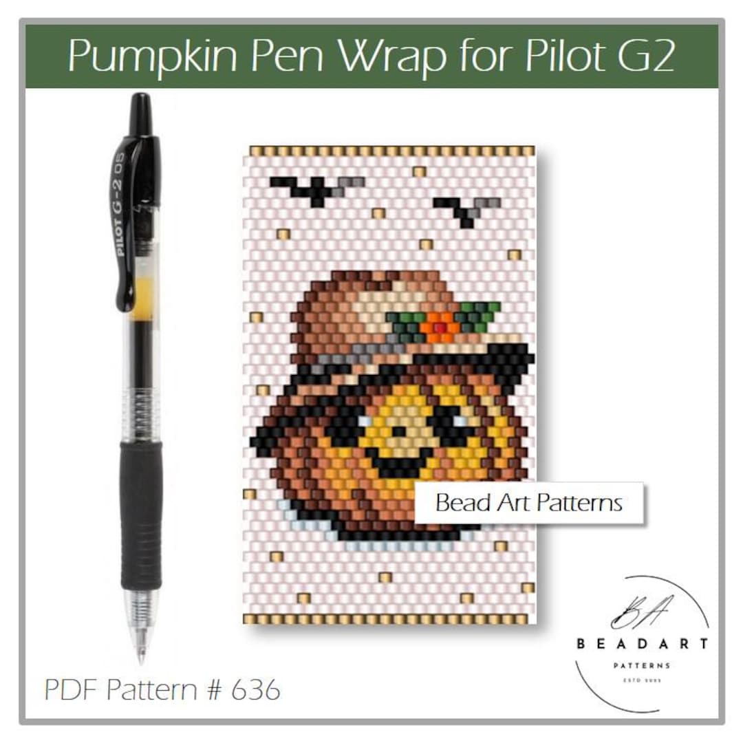 Halloween Pumpkin With Hat Wrap Pen Pilot G2 Cover Peyote PDF Pattern ...