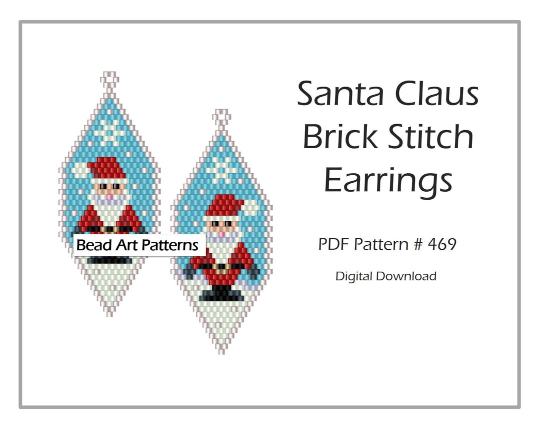 Beaded Santa Claus Earrings Brick Stitch PDF Pattern for Miyuki Delica ...