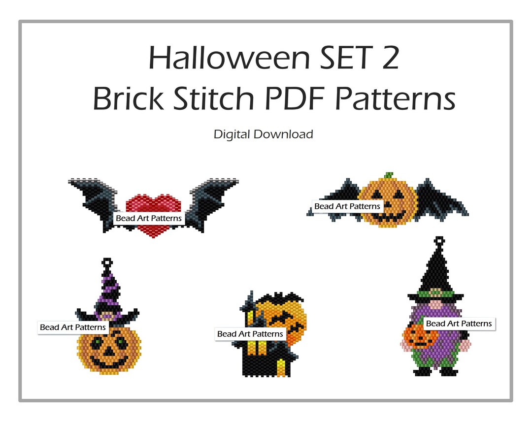 Halloween Brick Stitch PDF Patterns Set2 for Miyuki Delica Seed Beads ...