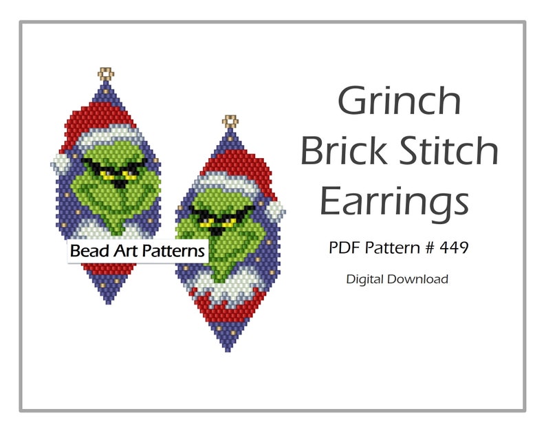 Christmas Beaded Earrings Brick Stitch PDF Pattern for Miyuki - Etsy
